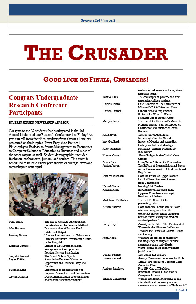 The Crusader Newspaper: Spring 2024, Issue 2 - Belmont Abbey College